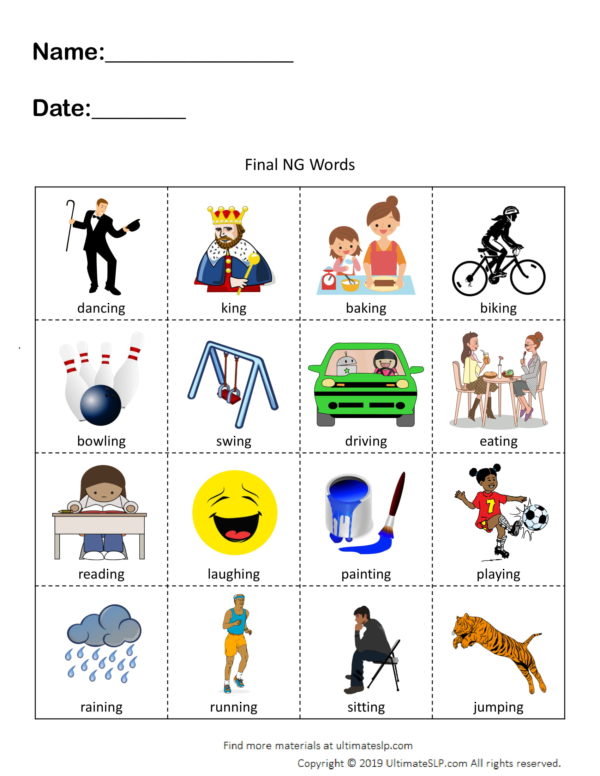 Final NG Words Worksheet Ultimate SLP Final NG Words Worksheet Ultimate SLP
