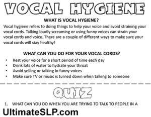 Vocal Hygiene Worksheet - Ultimate SLP