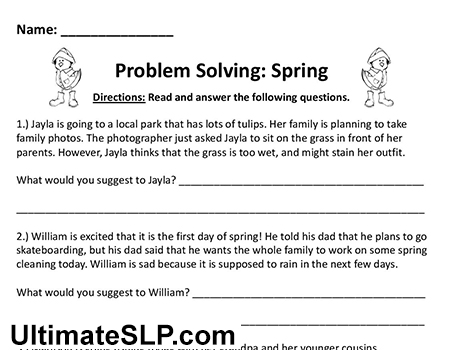 Spring Problem Solving Worksheet - Ultimate SLP