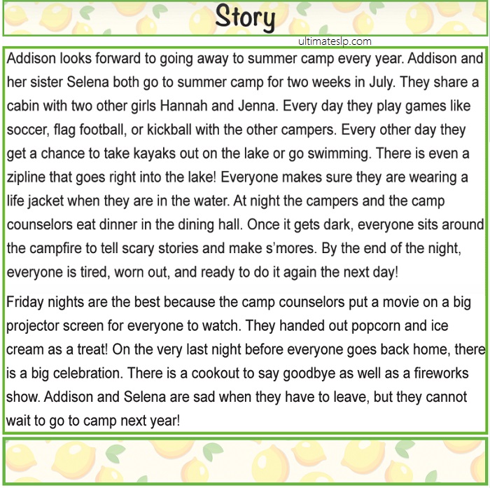 Summer Vacation Story - Ultimate SLP