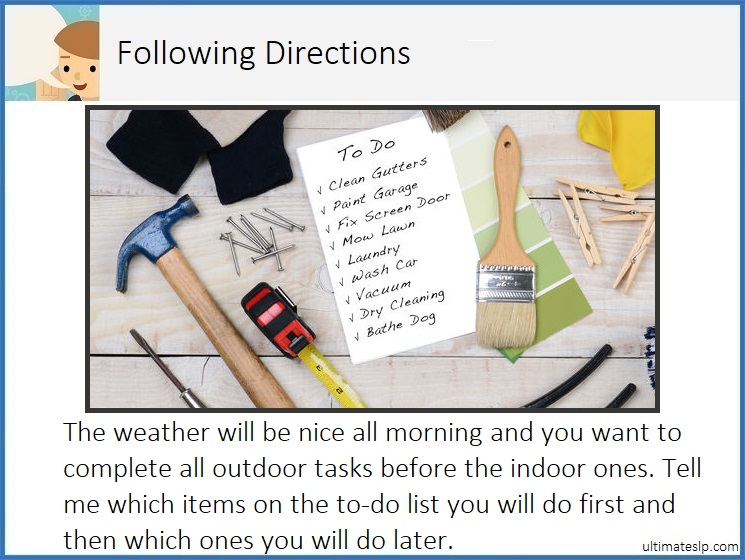 Following Multi-Step Directions Cards - Ultimate SLP